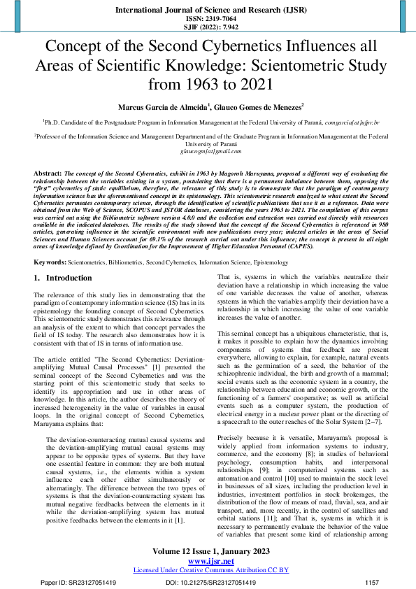 (PDF) Concept of the Second Cybernetics Influences all Areas of ...