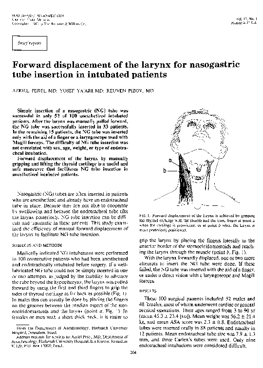 (PDF) Forward displacement of the larynx for nasogastric tube insertion ...