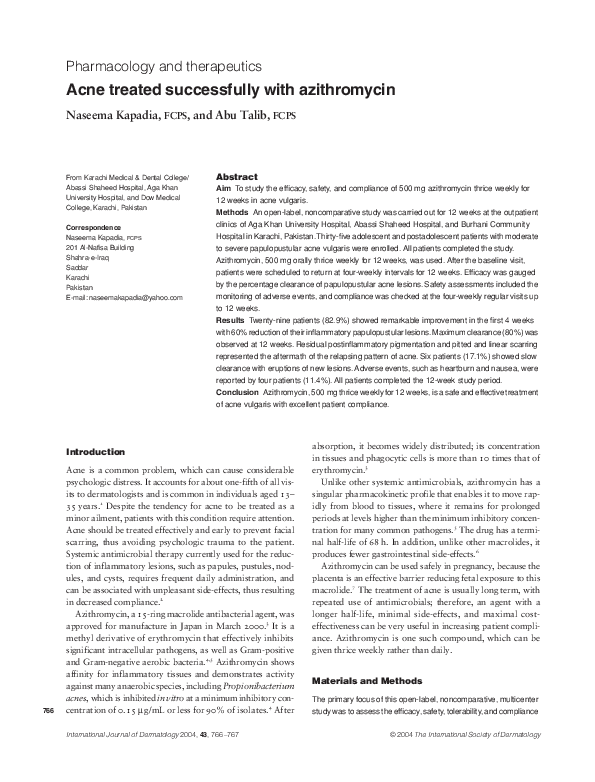 (PDF) Acne treated successfully with azithromycin?