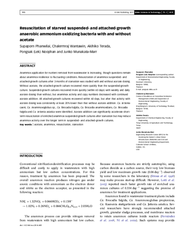 (PDF) Resuscitation of starved suspended- and attached-growth anaerobic ...