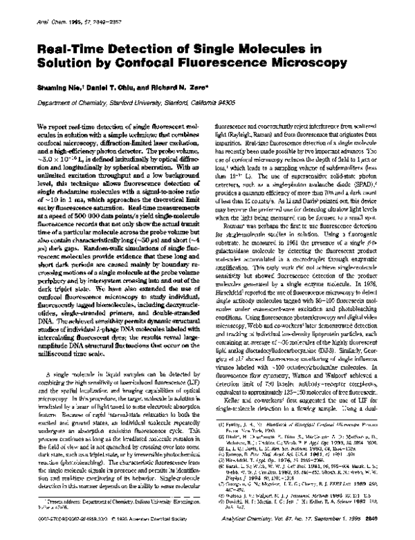(PDF) Real-Time Detection of Single Molecules in Solution by Confocal Fluorescence Microscopy ...
