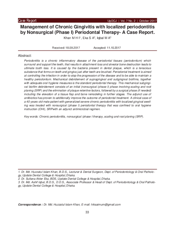 (PDF) Management of Chronic Gingivitis with localized periodontitis by ...