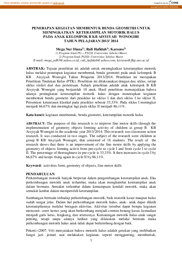 (PDF) Penerapan Kegiatan Membentuk Benda Geometri Untuk Meningkatkan Keterampilan Motorik Halus ...