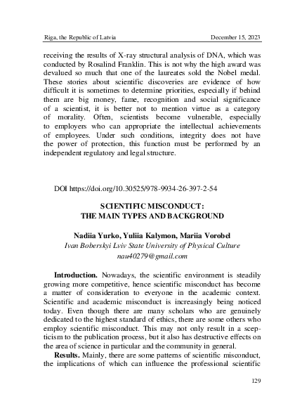 (PDF) Scientific Misconduct: the Main Types and Background