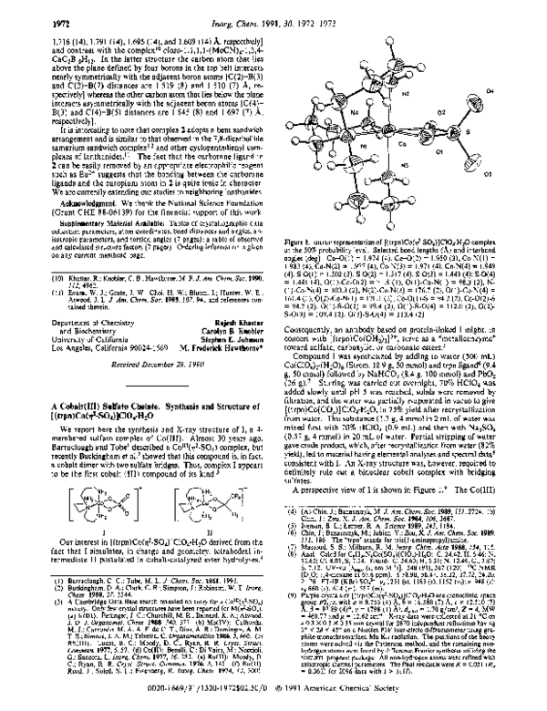 (PDF) A cobalt(III) sulfato chelate. Synthesis and structure of (.eta.2 ...