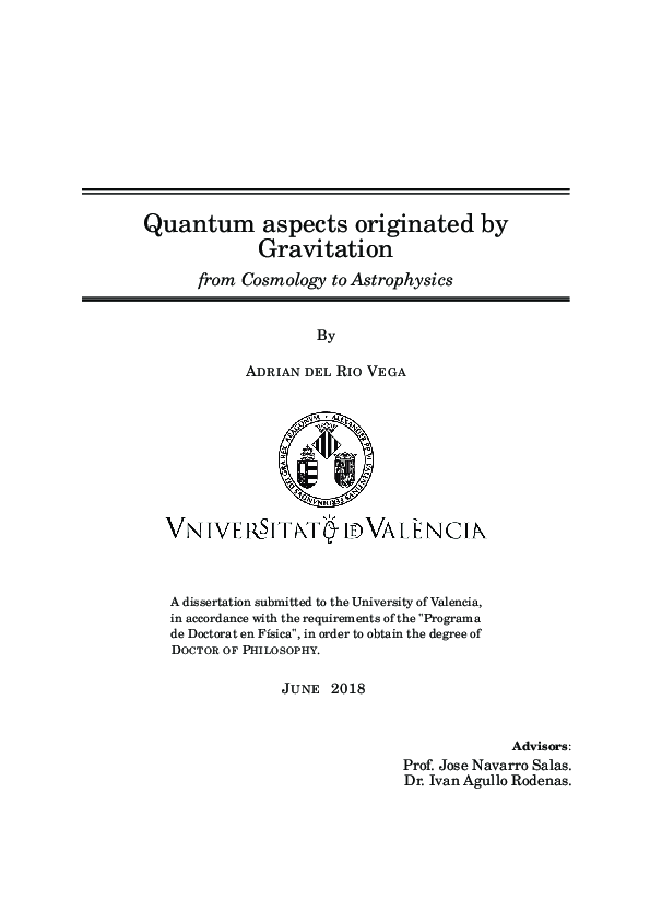 (PDF) Quantum aspects originated by gravitation: from cosmology to ...