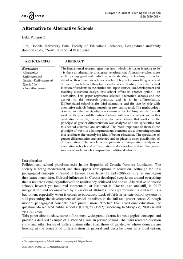 (PDF) Alternative to Alternative Schools