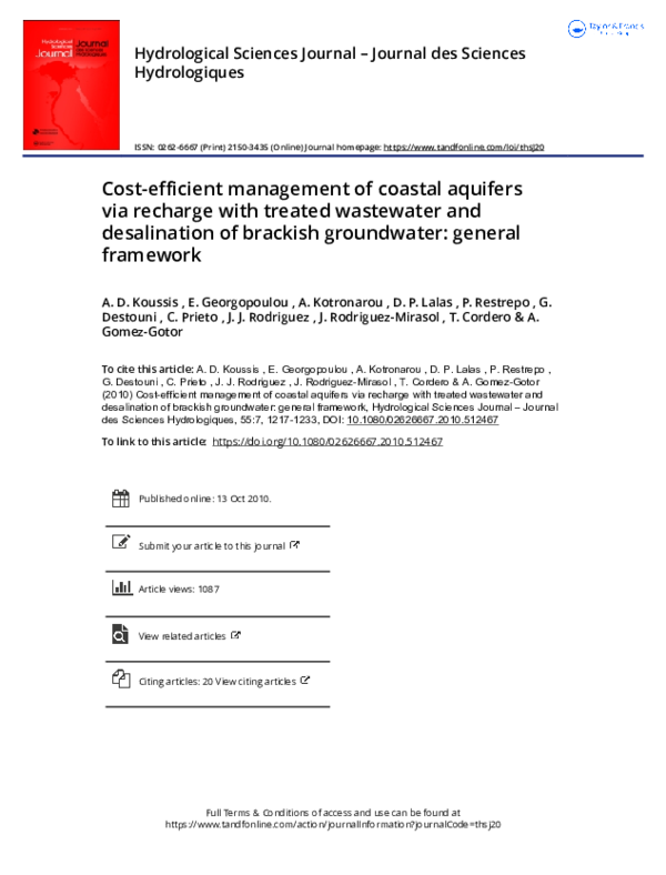 (PDF) Cost-efficient management of coastal aquifers via recharge with ...