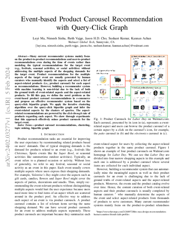 (PDF) Event-based Product Carousel Recommendation with Query-Click Graph