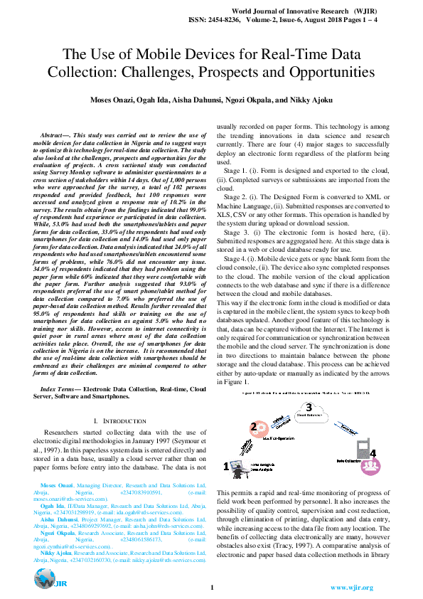 (PDF) The Use of Mobile Devices for Real Time Data Collection