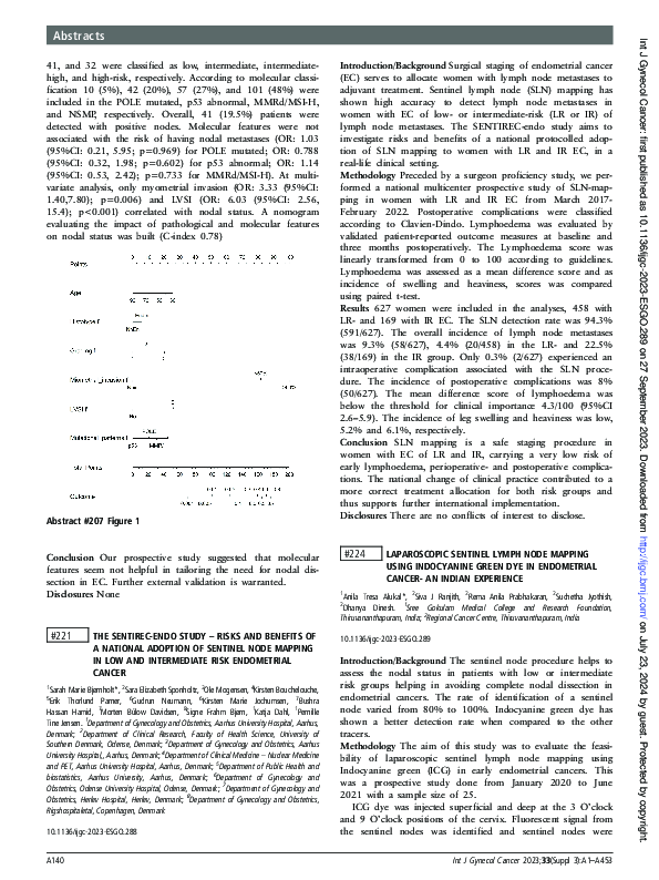(PDF) #224 Laparoscopic sentinel lymph node mapping using indocyanine green dye in endometrial ...