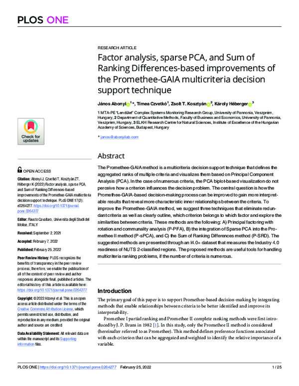 (PDF) Factor analysis, sparse PCA, and Sum of Ranking Differences-based improvements of the ...