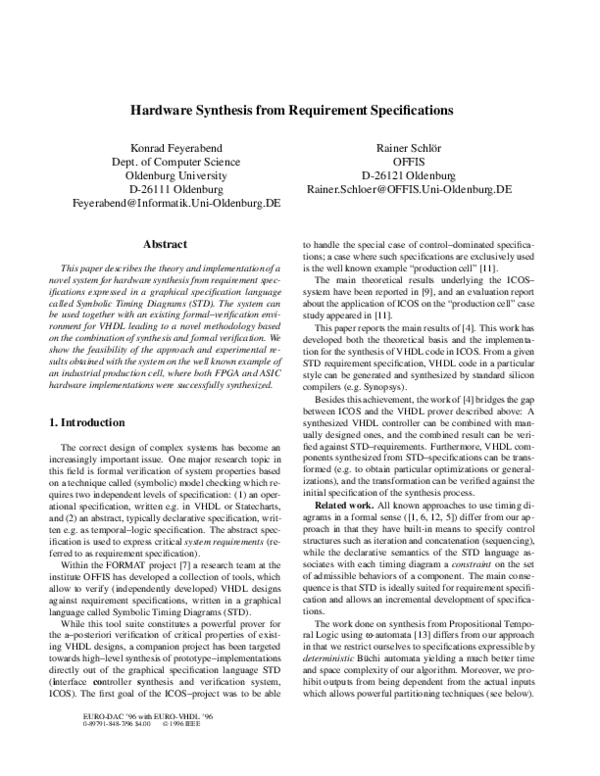 (PDF) Hardware synthesis from requirement specifications