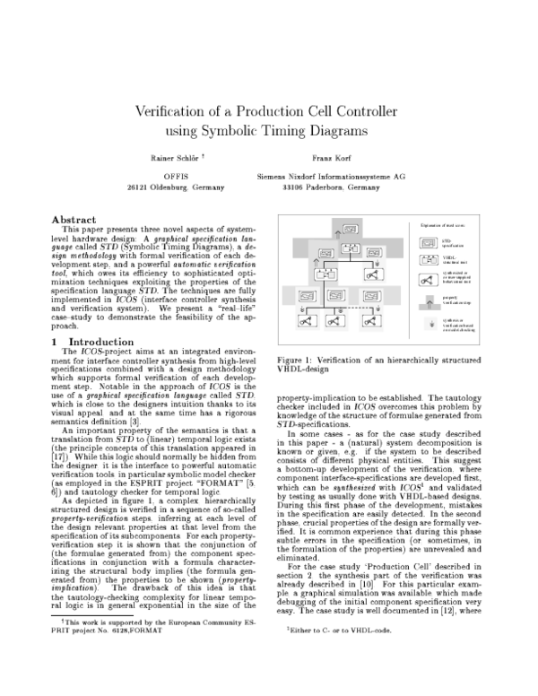 (PDF) Verification of a production cell controller using symbolic timing diagrams