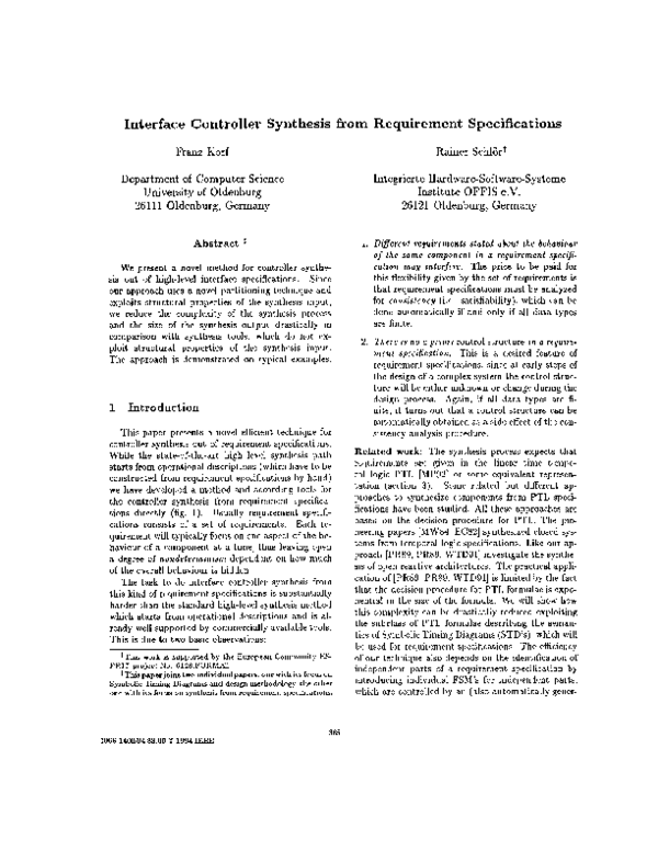 (PDF) Interface controller synthesis from requirement specifications