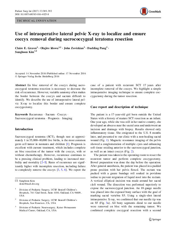 (PDF) Use of intraoperative lateral pelvic X-ray to localize and ensure ...