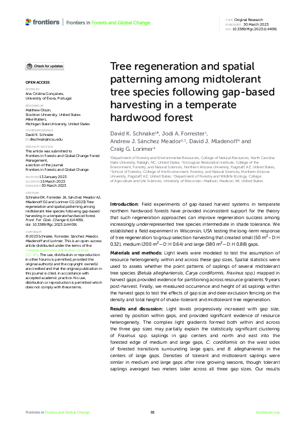 (PDF) Tree regeneration and spatial patterning among midtolerant tree ...
