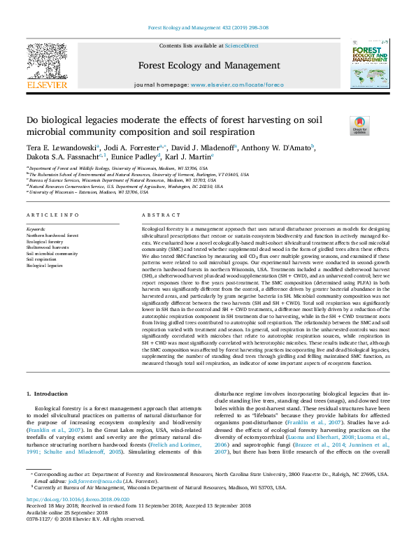 (PDF) Do biological legacies moderate the effects of forest harvesting ...