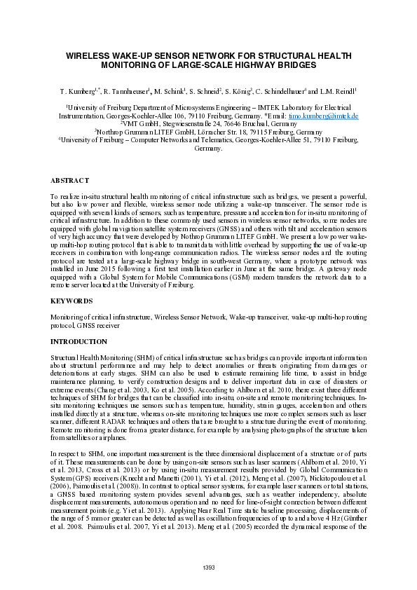(PDF) Wireless wake-up sensor network for structural health monitoring of large-scale highway ...