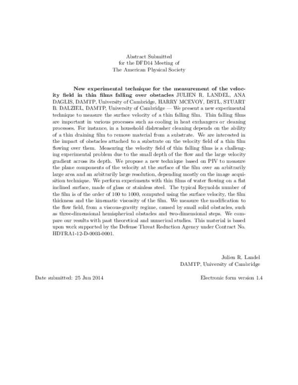 (PDF) New experimental technique for the measurement of the velocity ...