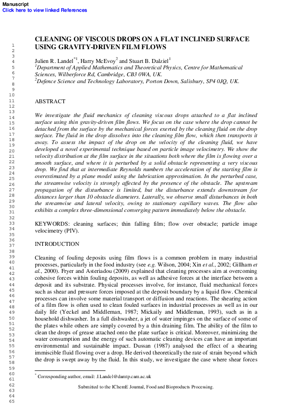 (PDF) Gravity-driven Cleaning of Viscous Drops