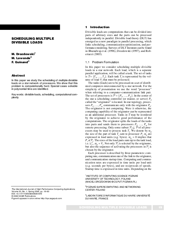 (PDF) Complexity of Divisible Load Scheduling