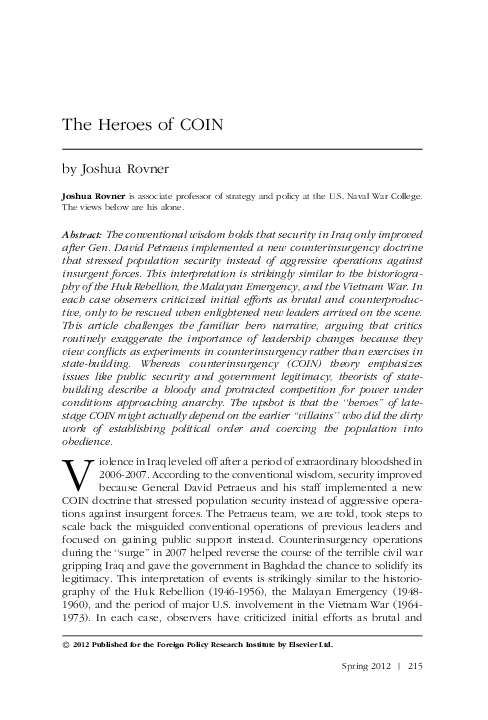 (PDF) The Heroes of COIN
