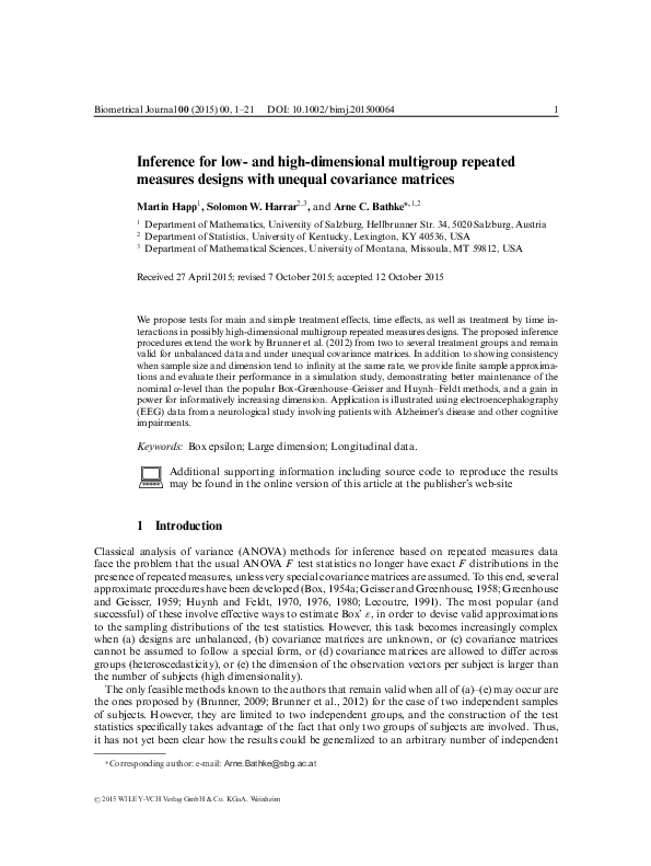 (PDF) Inference for low- and high-dimensional multigroup repeated ...