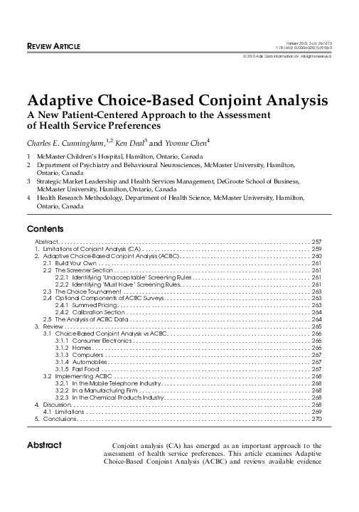 (PDF) Adaptive Choice-Based Conjoint Analysis