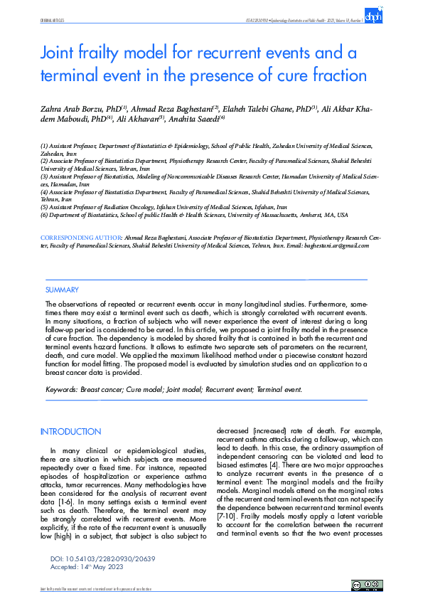 (PDF) Joint frailty model for recurrent events and a terminal event in ...