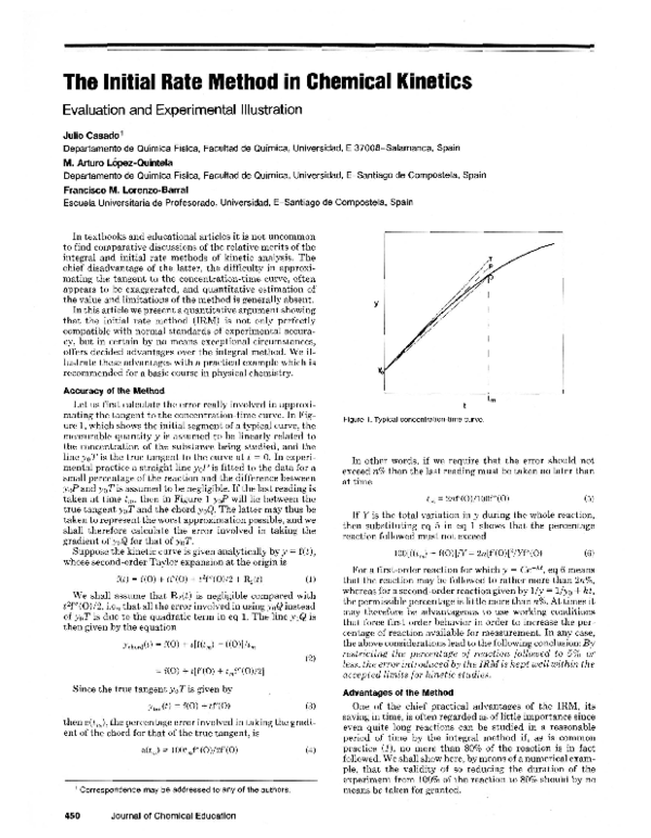 (PDF) The initial rate method in chemical kinetics: Evaluation and ...