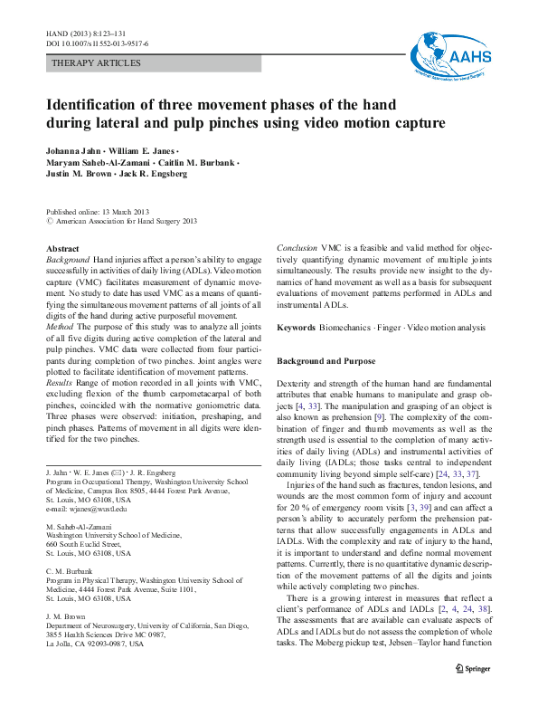 (PDF) Identification of Three Movement Phases of the Hand during ...