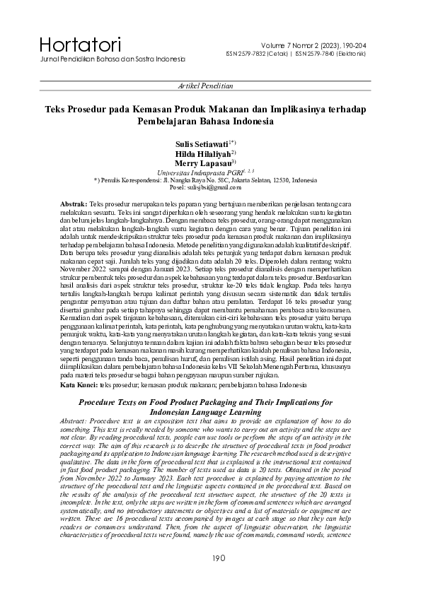(PDF) Teks Prosedur pada Kemasan Produk Makanan dan Implikasinya ...