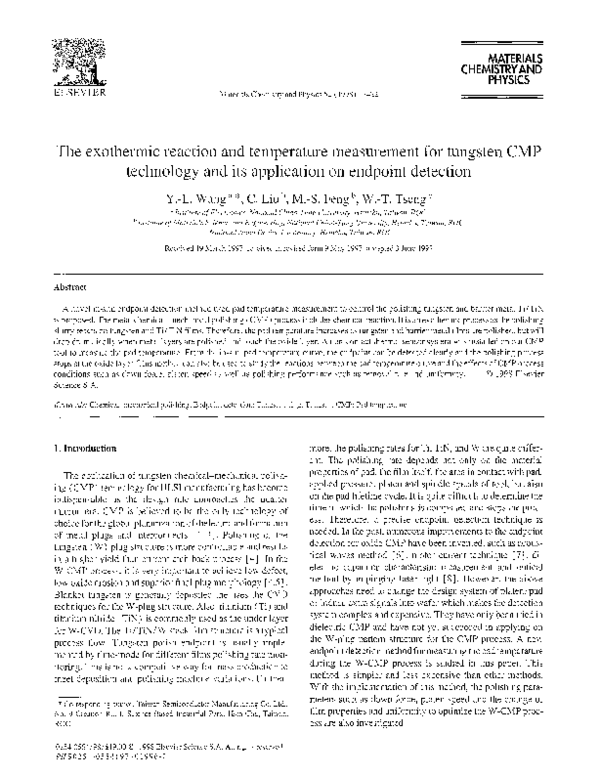 (PDF) The exothermic reaction and temperature measurement for tungsten ...