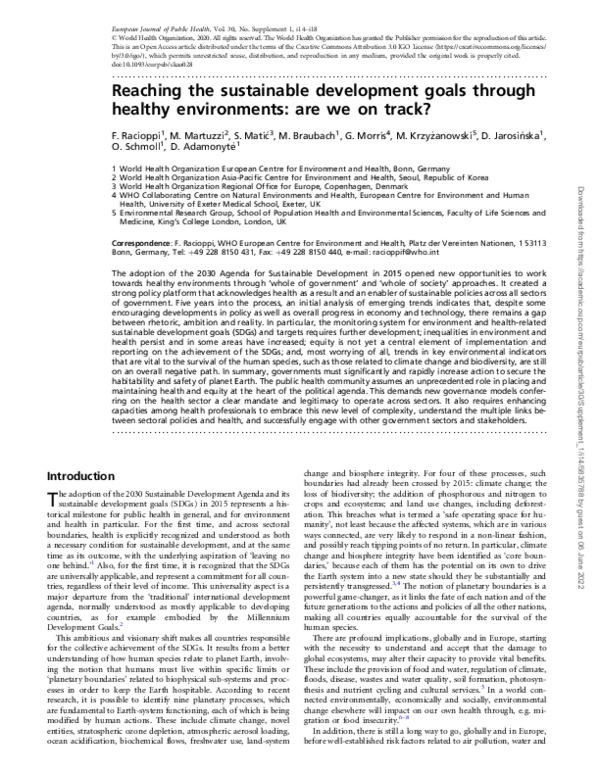 (PDF) Reaching the sustainable development goals through healthy ...