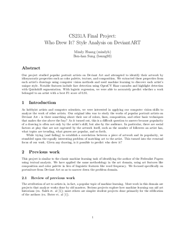 (PDF) CS 231 A Final Project : Who Drew It ? Style Analysis on ...