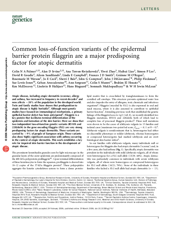 (PDF) Common loss-of-function variants of the epidermal barrier protein ...