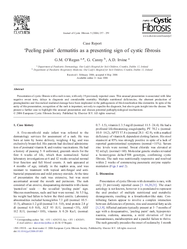 (PDF) ‘Peeling paint’ dermatitis as a presenting sign of cystic ...