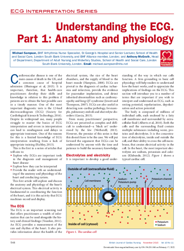 (PDF) Understanding the ECG. Part 1: Anatomy and physiology