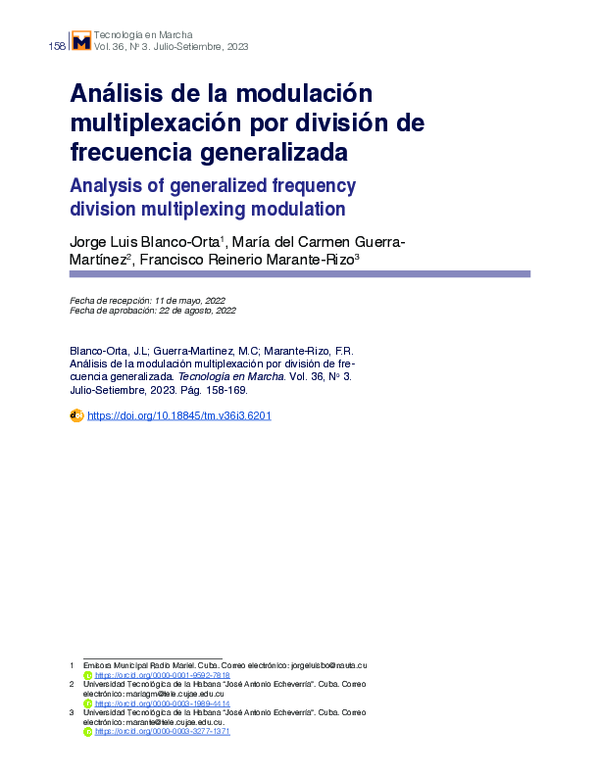(PDF) Análisis de la modulación multiplexación por división de frecuencia generalizada