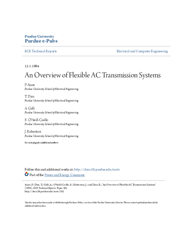 (PDF) An Overview of Flexible AC Transmission Systems