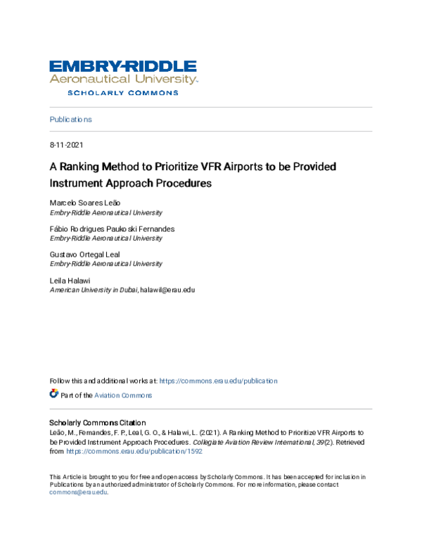 (PDF) A Ranking Method to Prioritize VFR Airports to be Provided with ...