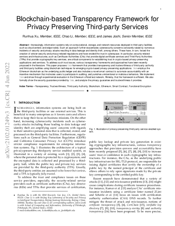 (PDF) Blockchain-based Transparency Framework for Privacy Preserving ...