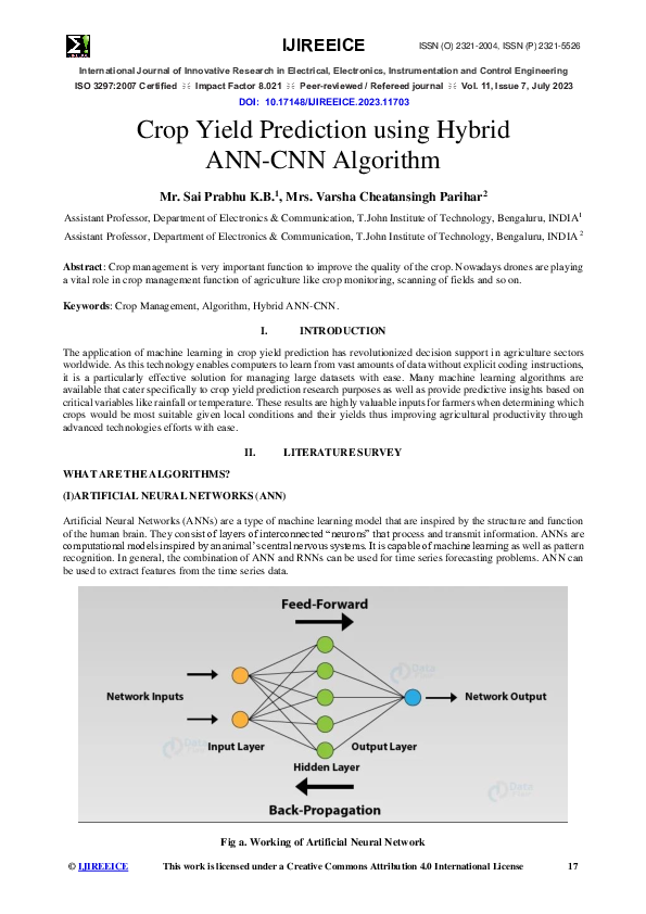 Pdf Crop Yield Prediction Using Hybrid Ann Cnn Algorithm
