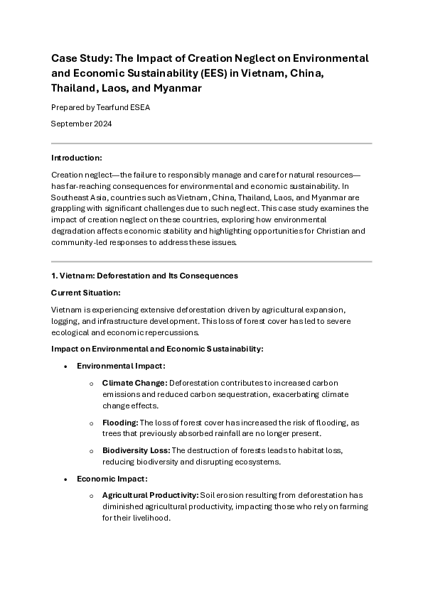 (PDF) Case Study - The Impact of Creation Neglect on Environmental and ...