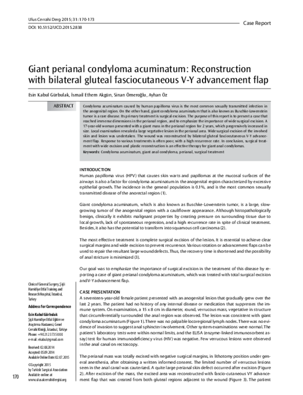 (PDF) Giant perianal condyloma acuminatum: Plastic reconstruction with ...