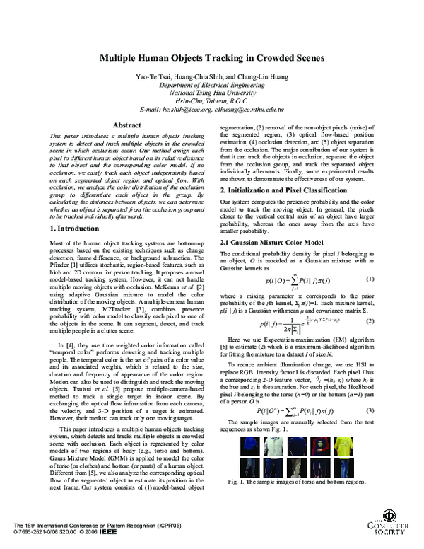(PDF) Tracking Multiple Humans in Crowded Scenes with Occlusions