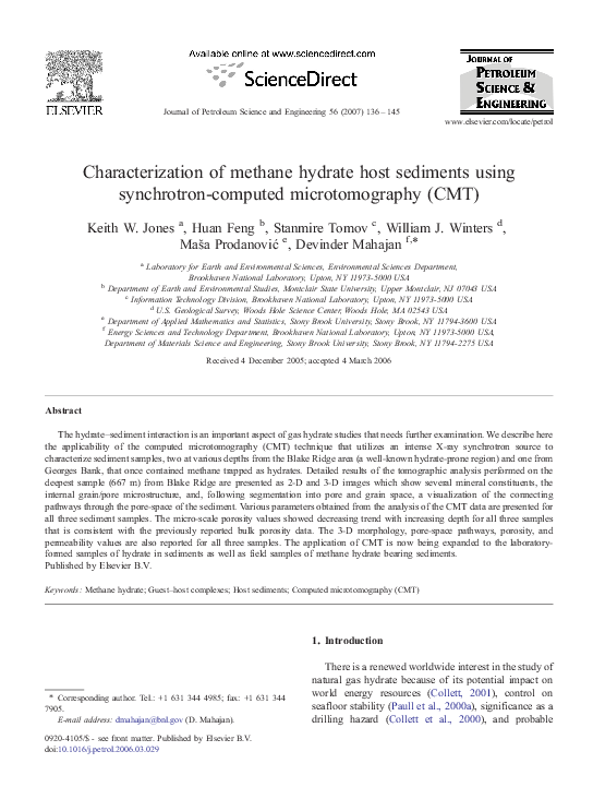 (PDF) Characterization of methane hydrate host sediments using synchrotron-computed ...