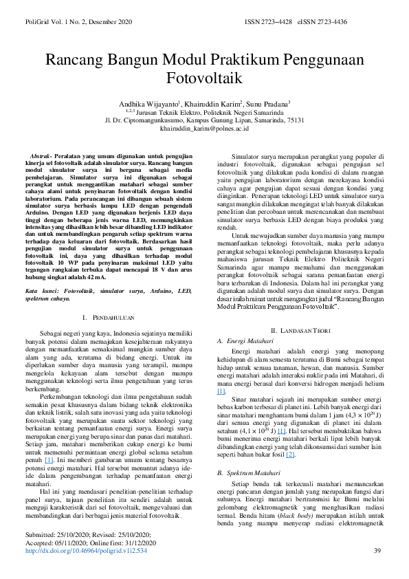 (PDF) Rancang Bangun Modul Praktikum Penggunaan Fotovoltaik ...