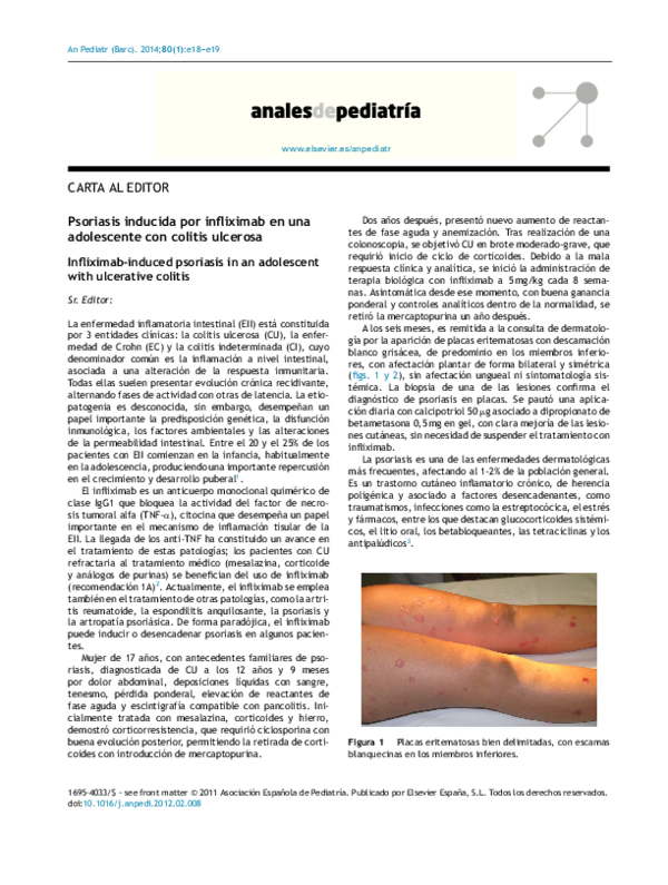 (PDF) Psoriasis inducida por infliximab en una adolescente con colitis ...